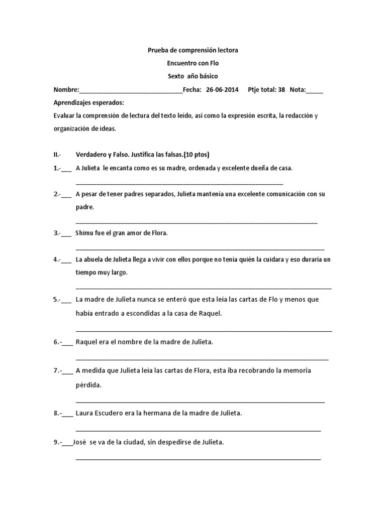 Prueba Lectura | PDF