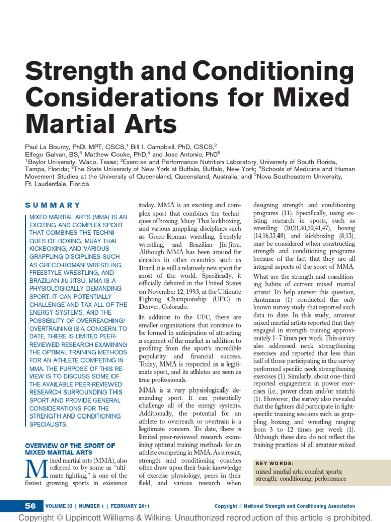 Strength and Conditioning Considerations For Mixed Martial Arts | PDF ...