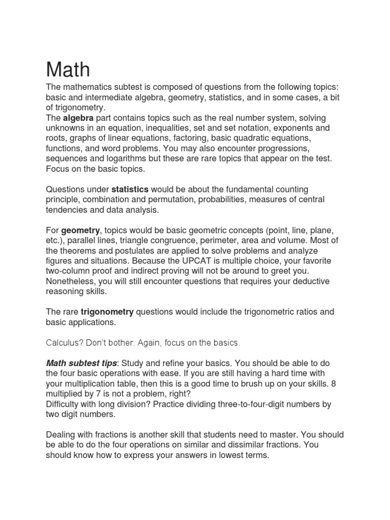 Reviewer Coverage Upcat | PDF | Physics | Equations
