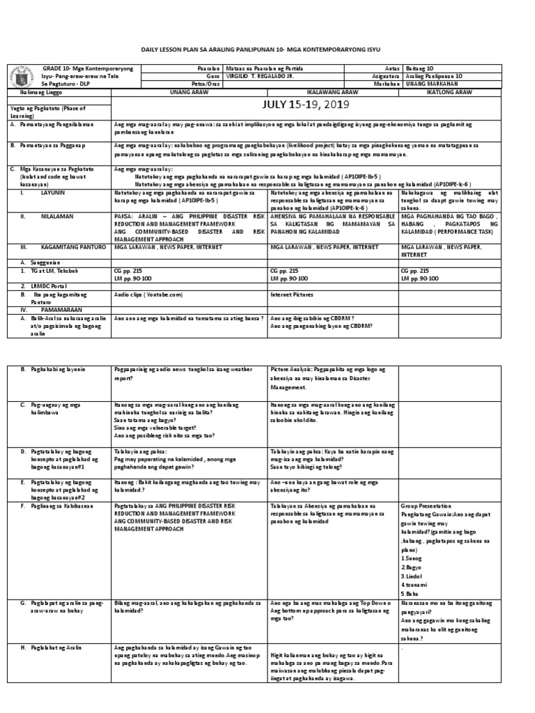 DLP New Format AP Disaster Management | PDF