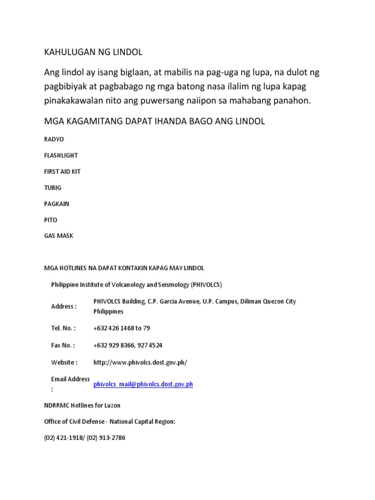 Ang Lindol Ay Isang Biglaan | PDF