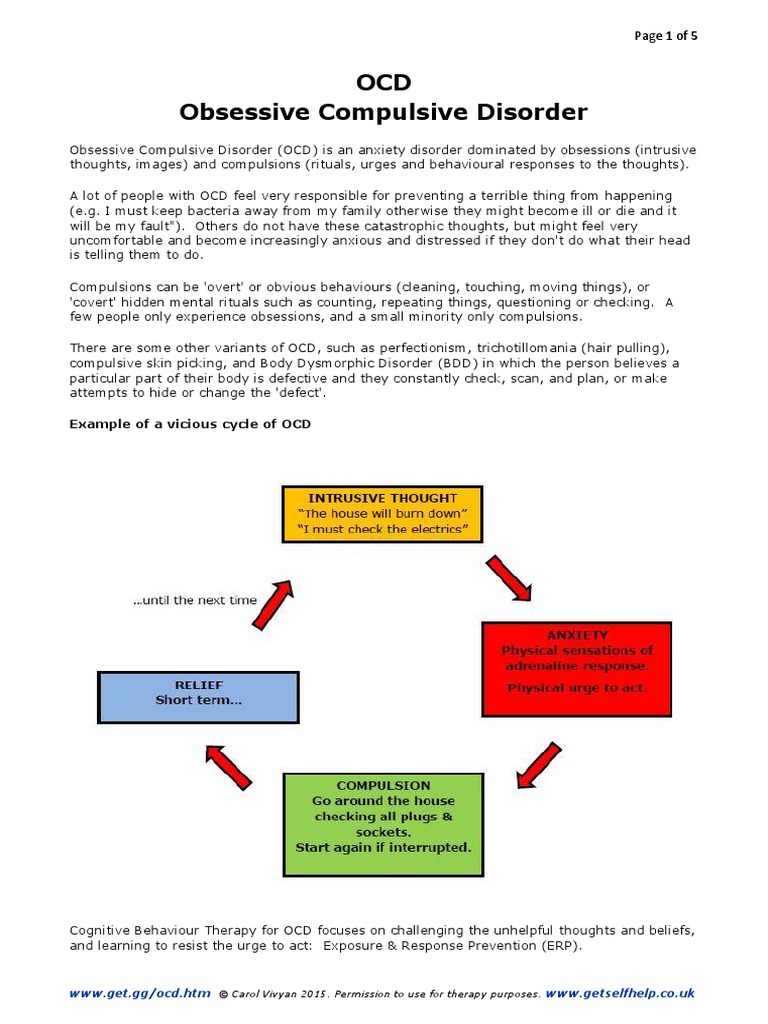 OCD Obsessive Compulsive Disorder: Example of A Vicious Cycle of OCD ...