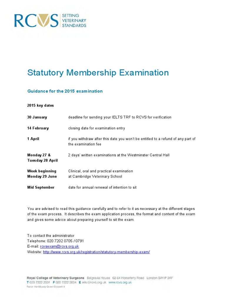 Statutory Membership Examination: Guidance For The 2015 Examination ...