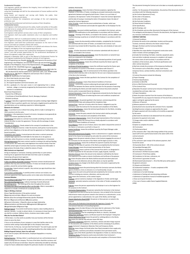 CE LAWS Reviewer | PDF | Surety Bond | Consideration