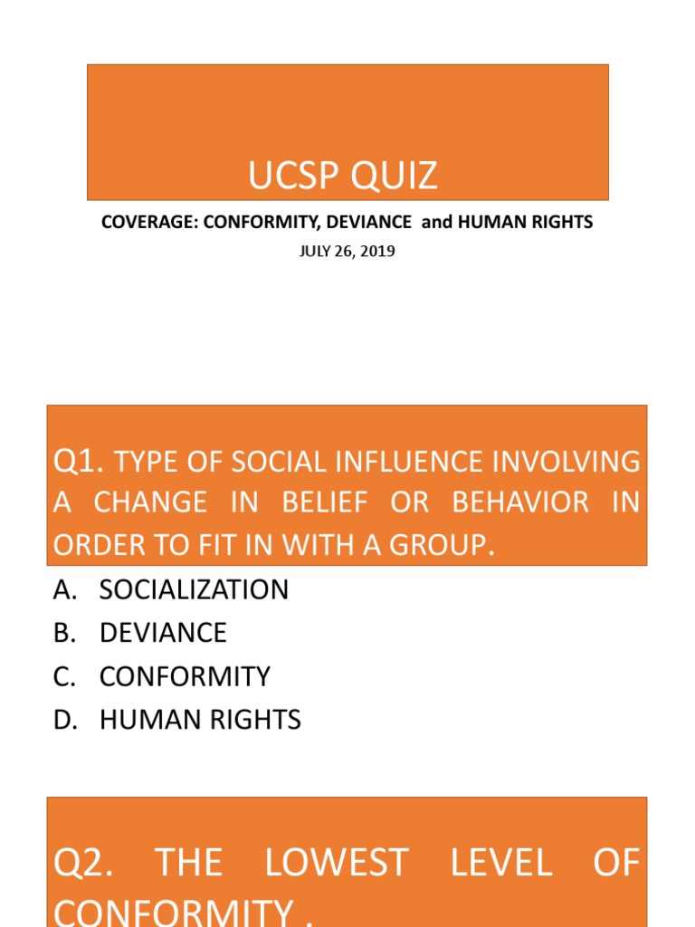 Ucsp Quiz | PDF | Deviance (Sociology) | Natural And Legal Rights