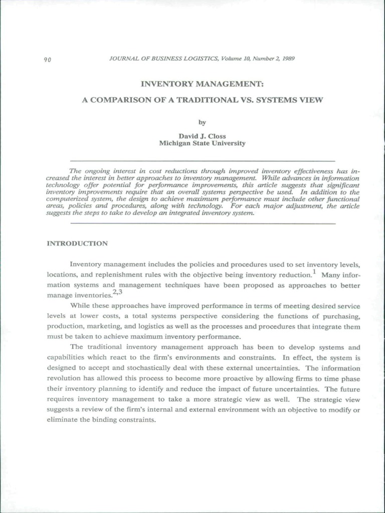 Inventory Management: Traditional vs. Systems | PDF | Inventory ...
