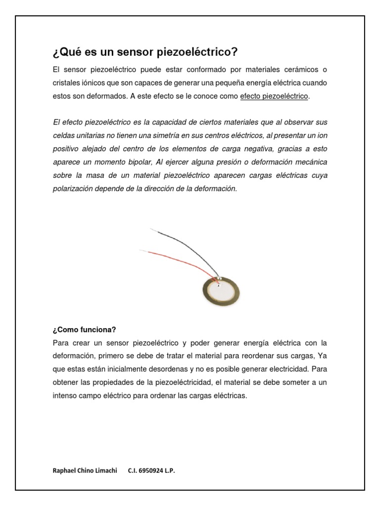 Qué Es Un Sensor Piezoeléctrico | PDF | Piezoelectricidad | Electricidad