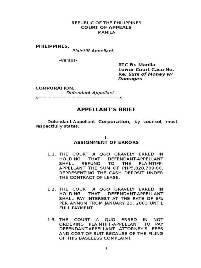 Appellant's Brief | PDF | Lease | Lawsuit