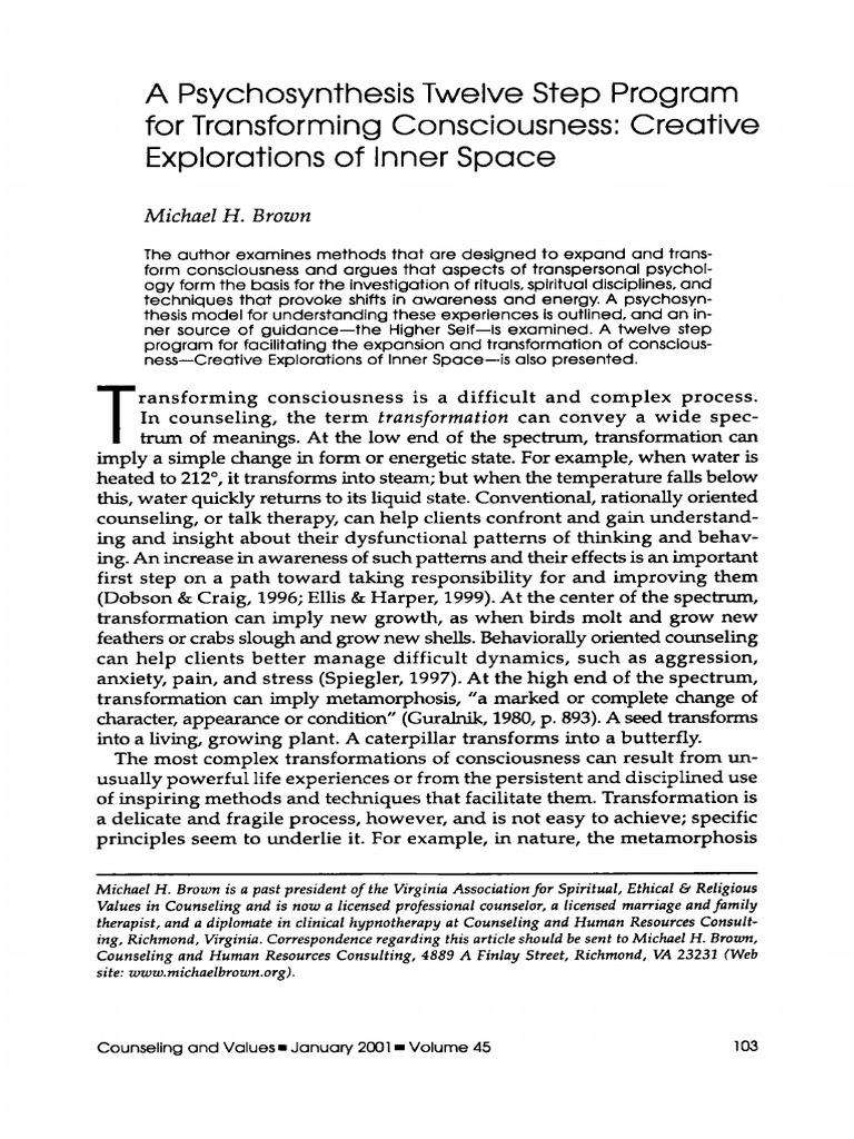 A Psychosynthesis Twelve Step Program For Transforming Consciousness ...