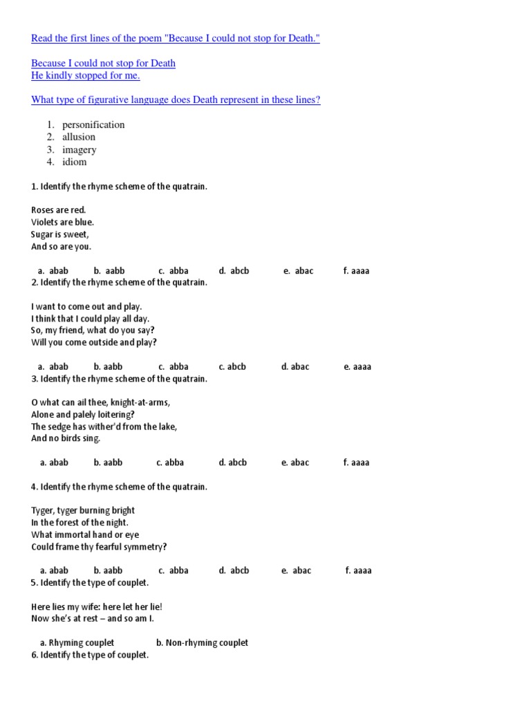 Poetry Exam | PDF | Poetic Devices | Poetry