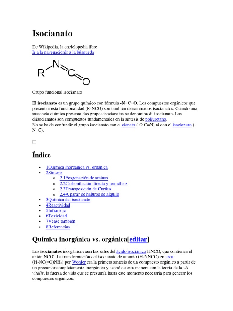 Isocianato | PDF | Grupo funcional | Ciencias fisicas