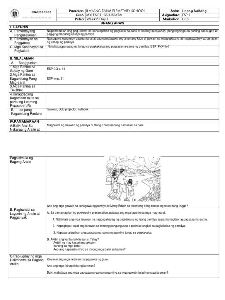 Esp1 Q1 WK8 D1 | PDF