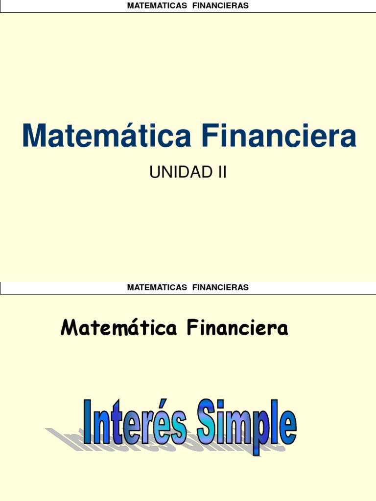 Matematicas Financieras Interes Simple y Compuesto | PDF | Finanzas ...