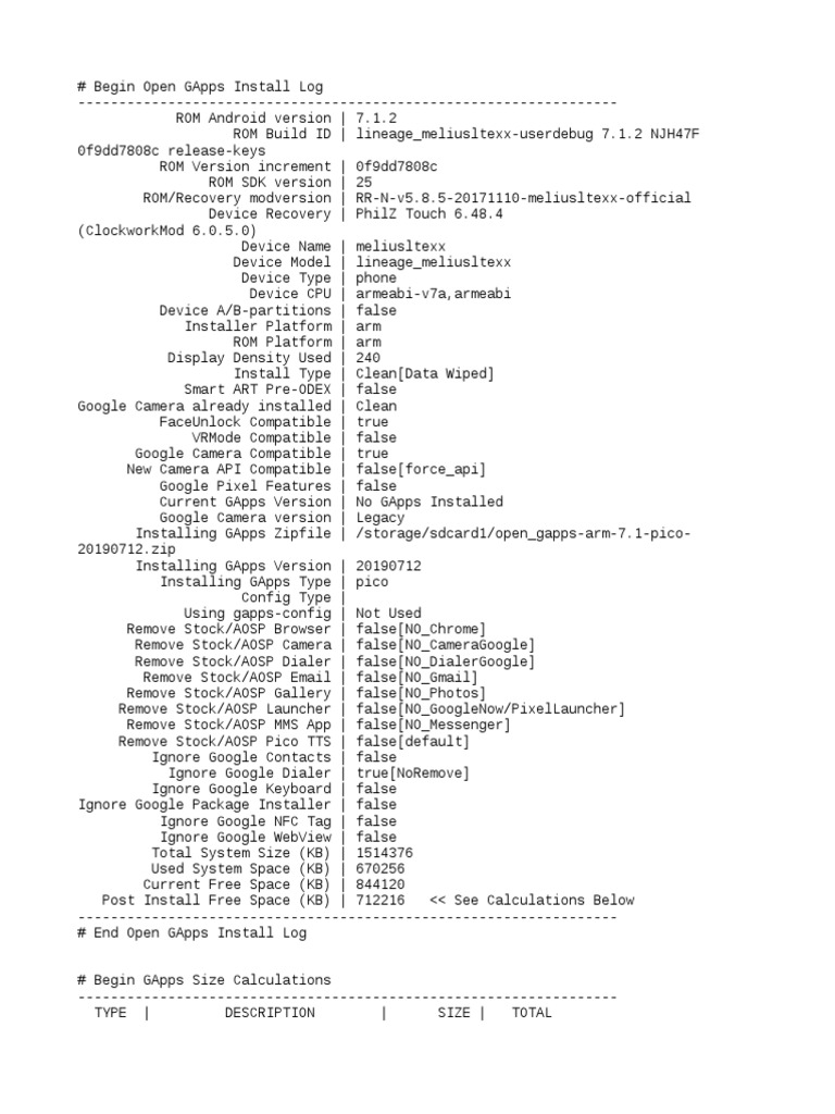Open Gapps Log | PDF | Android (Operating System) | Embedded Linux Distributions