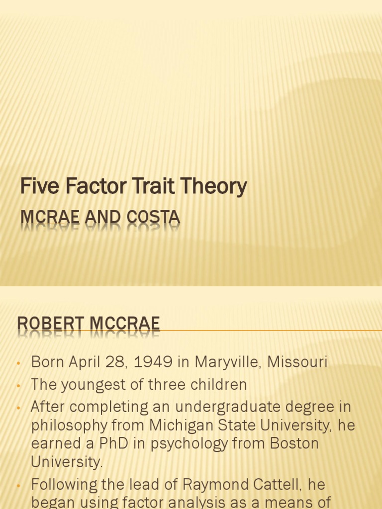McCrae and Costa's Five Factor Theory | PDF | Neuroscience | Applied ...
