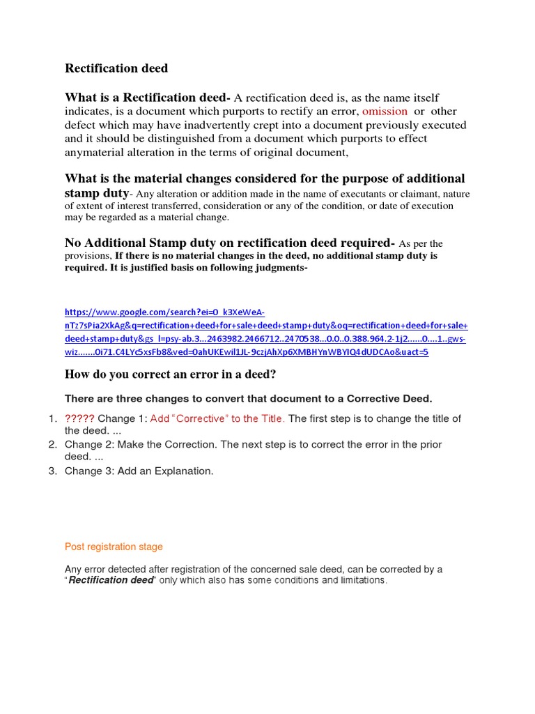 Rectification Deed | Ratification | Deed