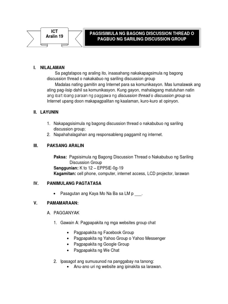 ICT Aralin 19 TG EPP5IE 0g 19 | PDF
