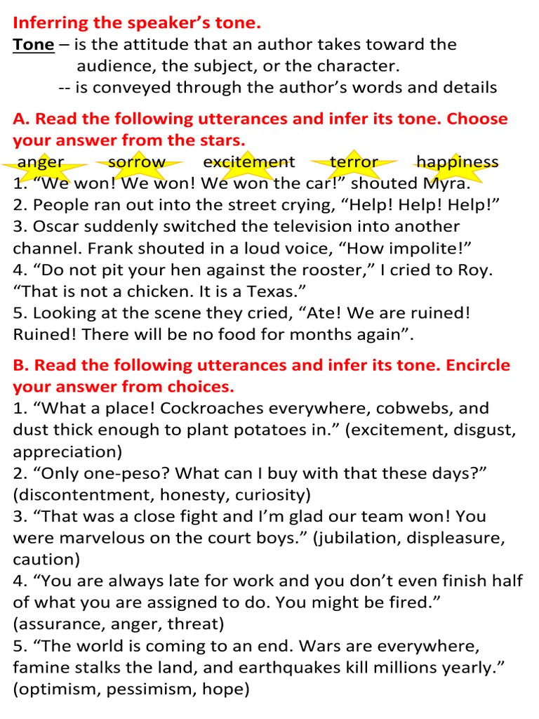 Inferring The Speaker's Tone | PDF | Art