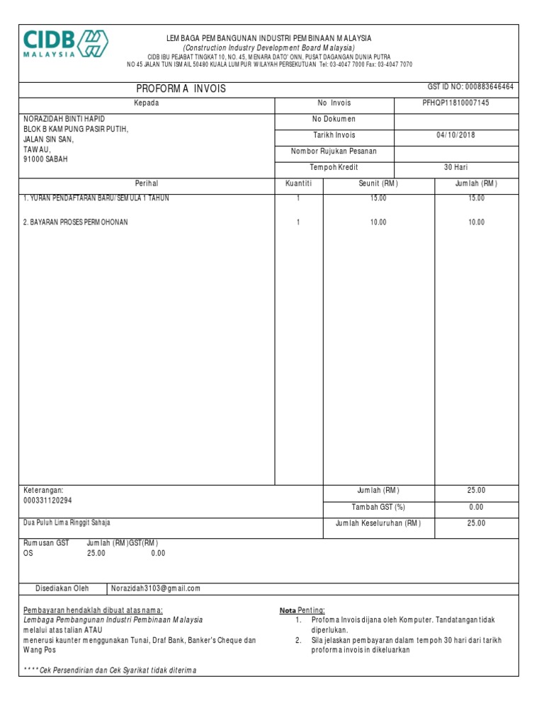 Contoh Cidb Kad | PDF