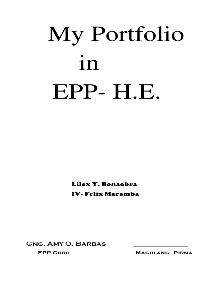 My Portfolio In Epp Pdf