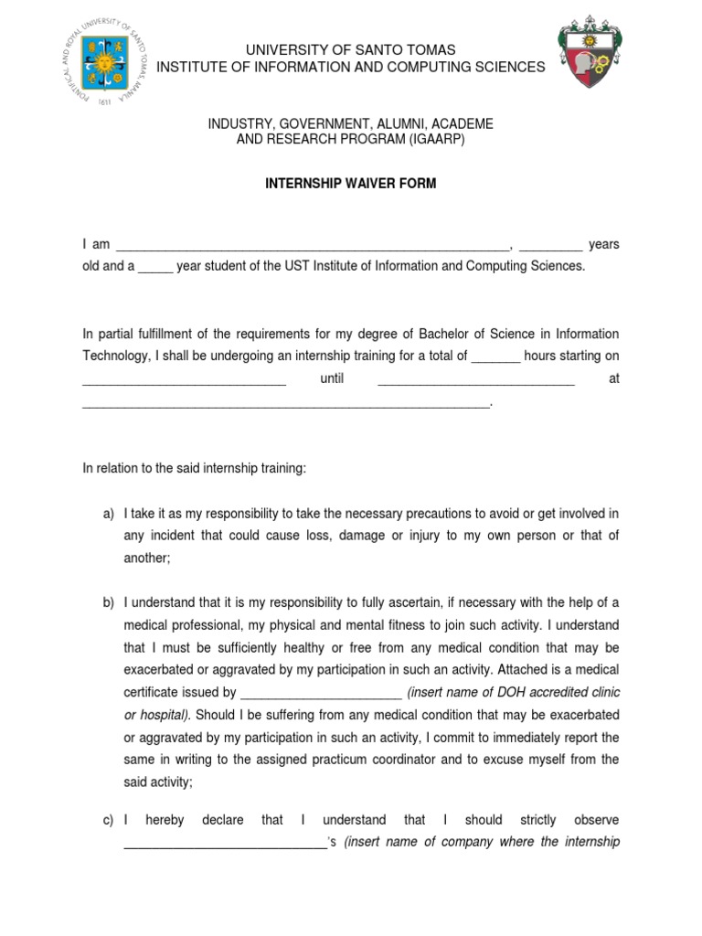 Internship Waiver Form | PDF | Government | Justice