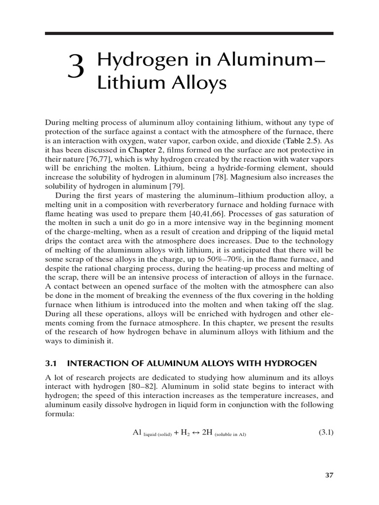 Hydrogen in Aluminum Lithium Alloys | PDF | Hydrogen | Lithium