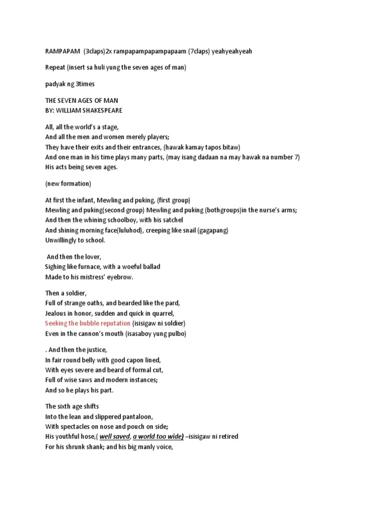 Seeking The Bubble Reputation | PDF | William Shakespeare