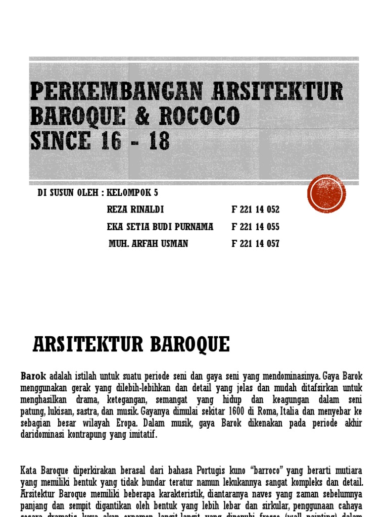 Kelompok 5 Arsitektur Baroque & Rococo | PDF