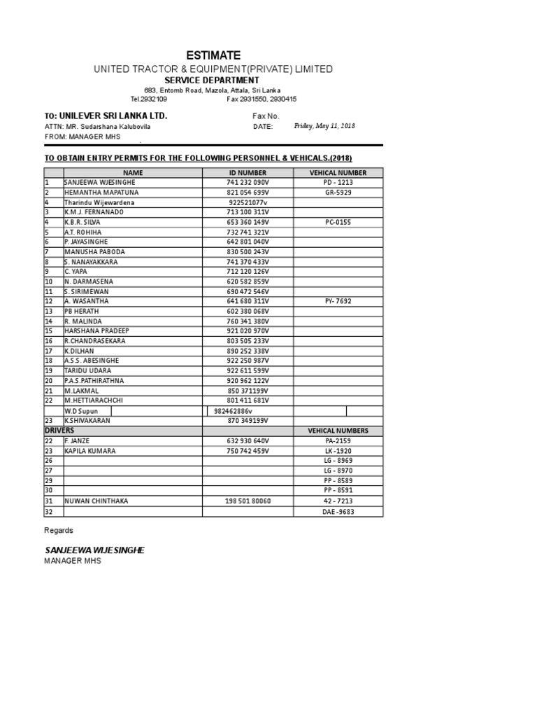 Entry Permits Request for Personnel | PDF