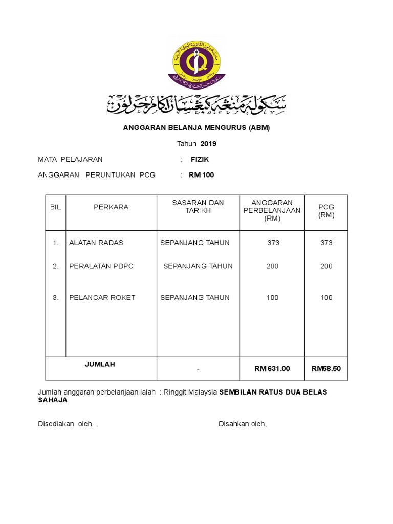 CONTOH Abm PANITIA FIZIK | PDF