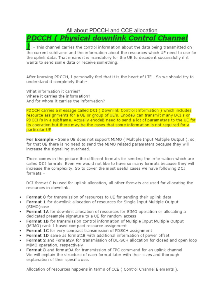 PDCCH and CCE Allocation | PDF | Orthogonal Frequency Division Multiplexing | Mimo