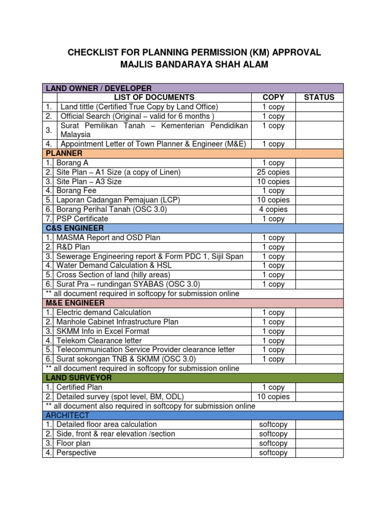 Checklist - Mbsa - Sekolah | PDF | Real Estate Law | Economic Sectors