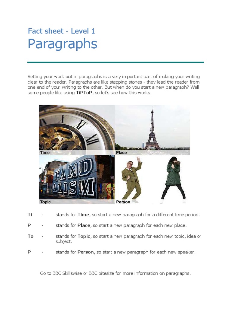 Paragraphs: Fact Sheet - Level 1 | PDF | Paragraph | Halloween