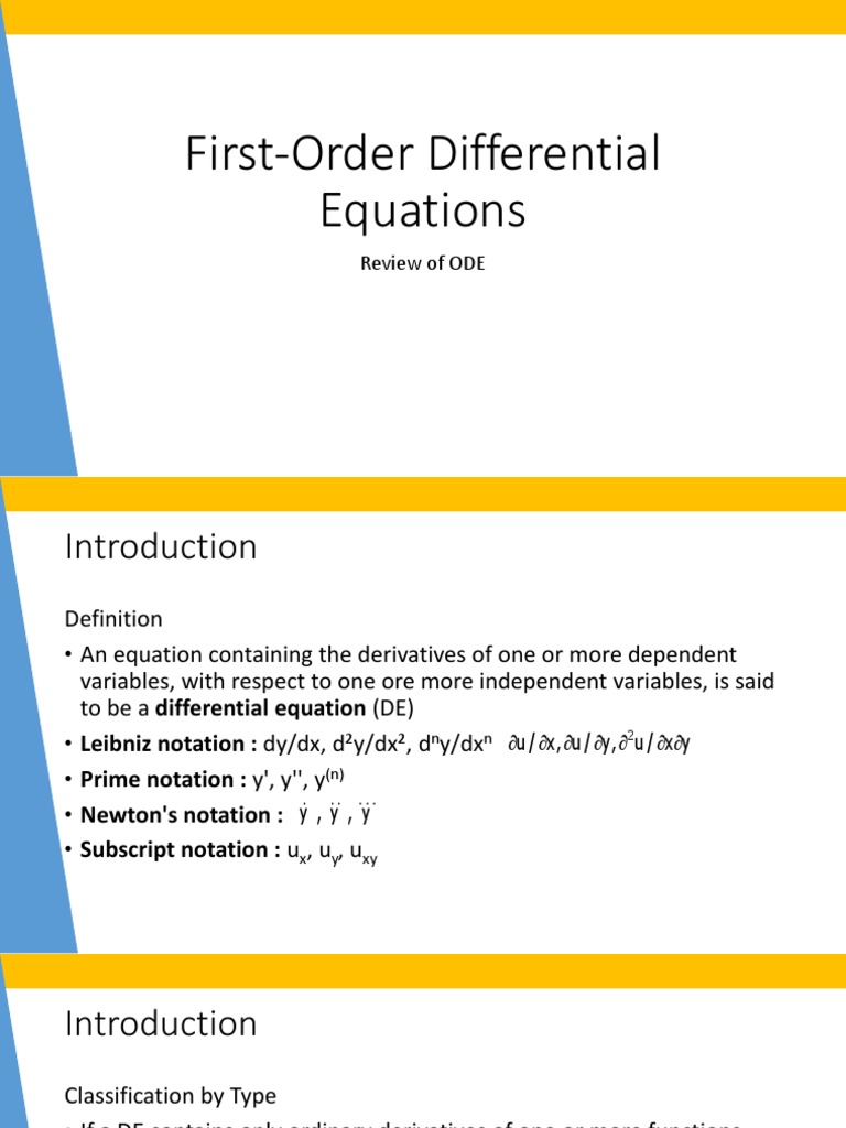 First-Order Differential Equations Overview | PDF | Teaching Methods ...