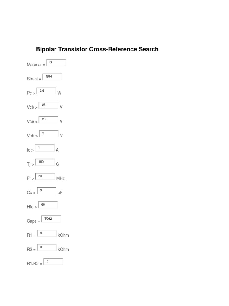 Bipolar Transistor Cross Reference Pdf Bipolar Junction Transistor