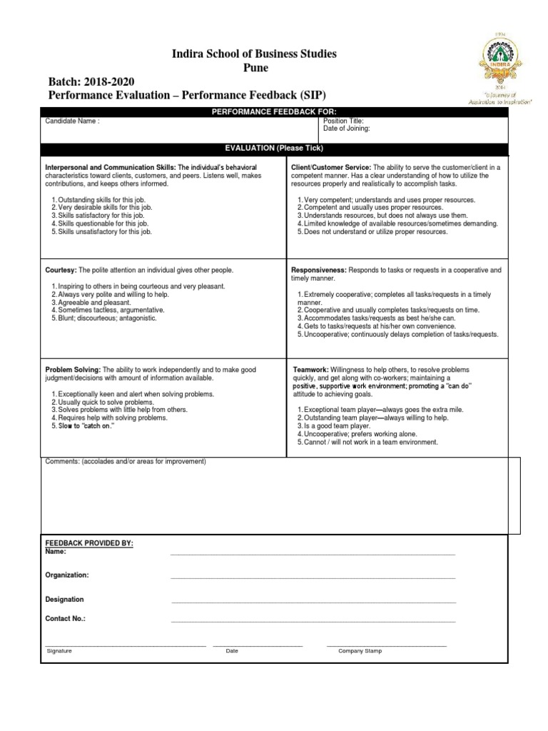 Indira School of Business Studies Performance Evaluation | PDF ...
