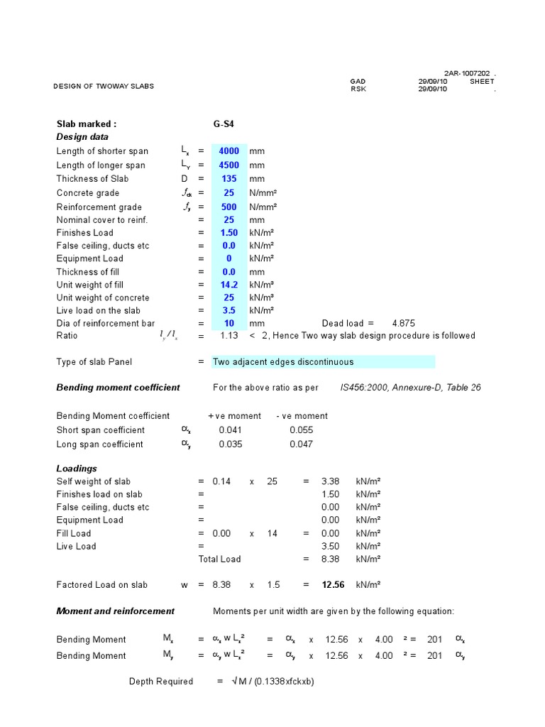 Design of two-way reinforced concrete slab | PDF | Elasticity (Physics ...