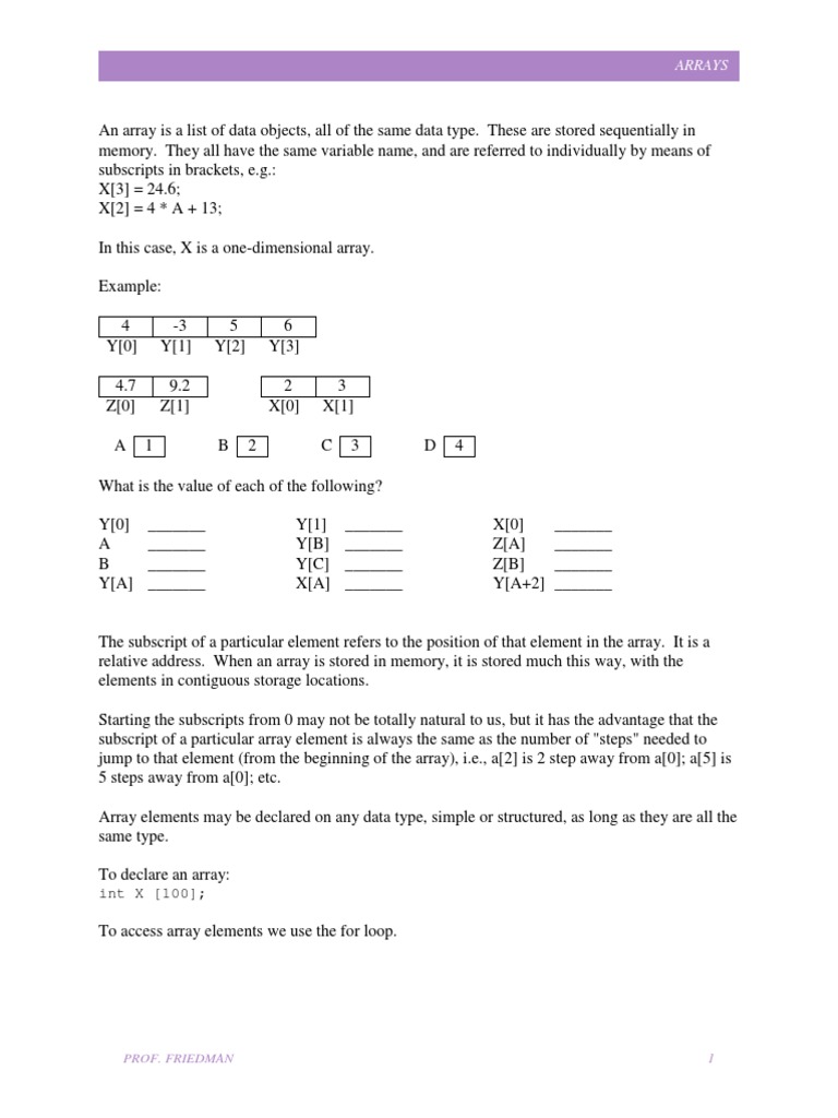 Arrays PDF | PDF | Array Data Structure | Areas Of Computer Science