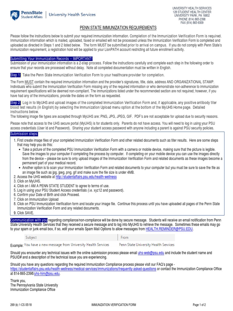 Immunization Verification Form 2018 | PDF | Children's Health | Immunology