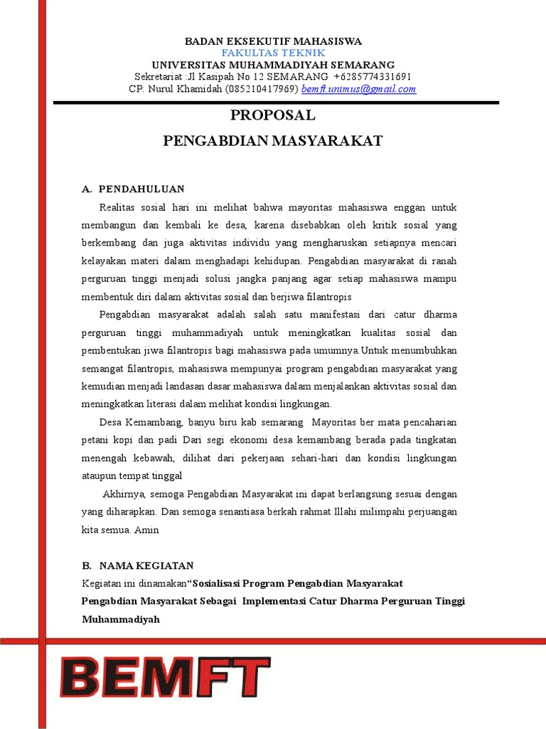 Proposal Pengabdian Masyarakat UNIMUS | PDF