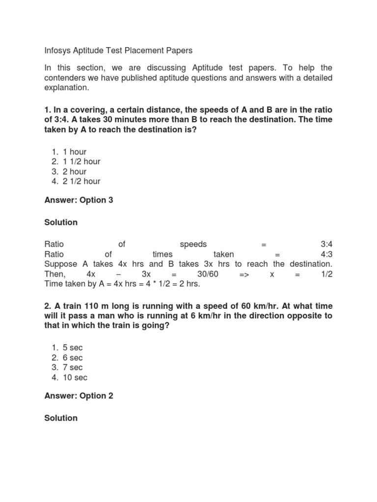 Infosys Aptitude Test Placement Papers | PDF | Inference | X Ray