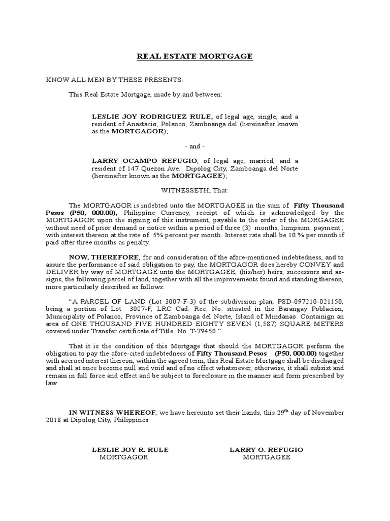 Real Estate Mortgage | PDF | Mortgage Law | Private Law