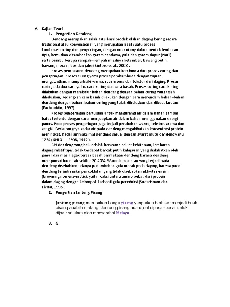 Proses dan Ciri Dendeng Tradisional | PDF