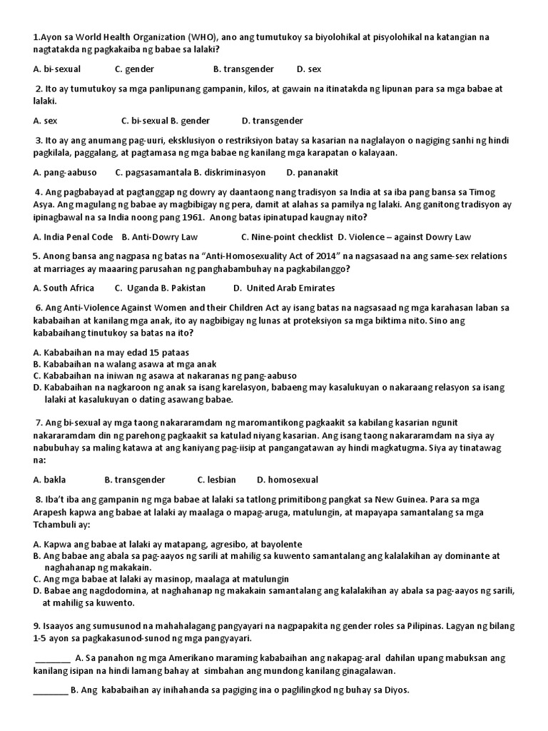 Pretest Ap10 3rd Quarter Pdf