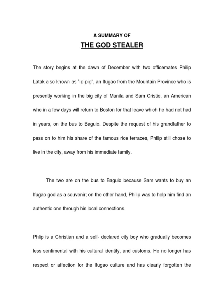 The God Stealer: A Summary of | PDF