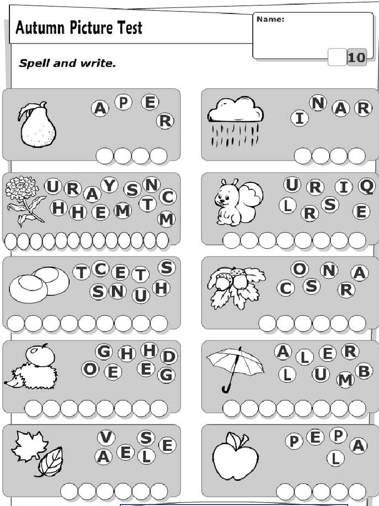 Autumn Picture Test for Spelling | PDF