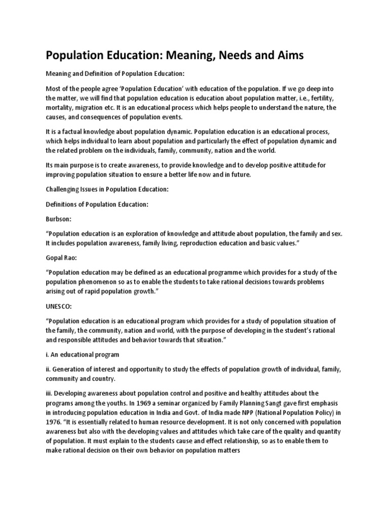 Population Education 2 Pdf Economic Development Attitude Psychology