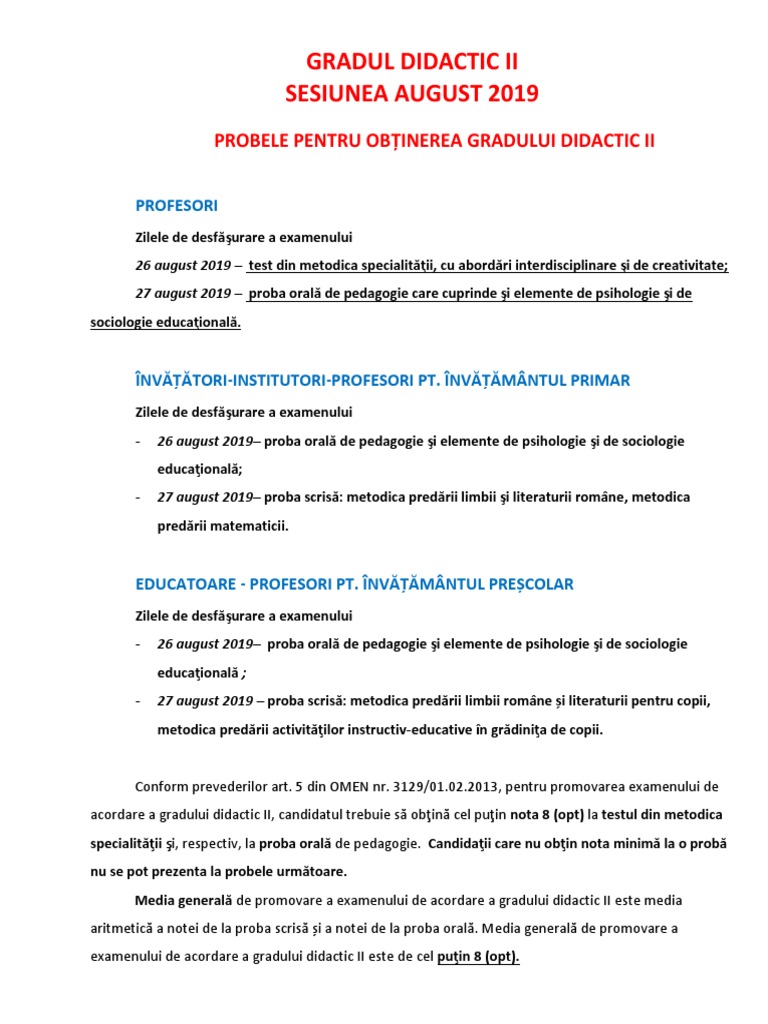 Precizari Gradul II 2019 PDF | PDF