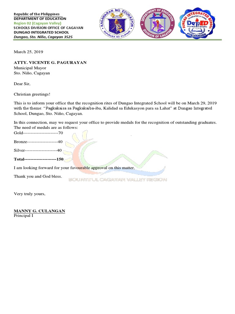 Request Letter For Medals | PDF