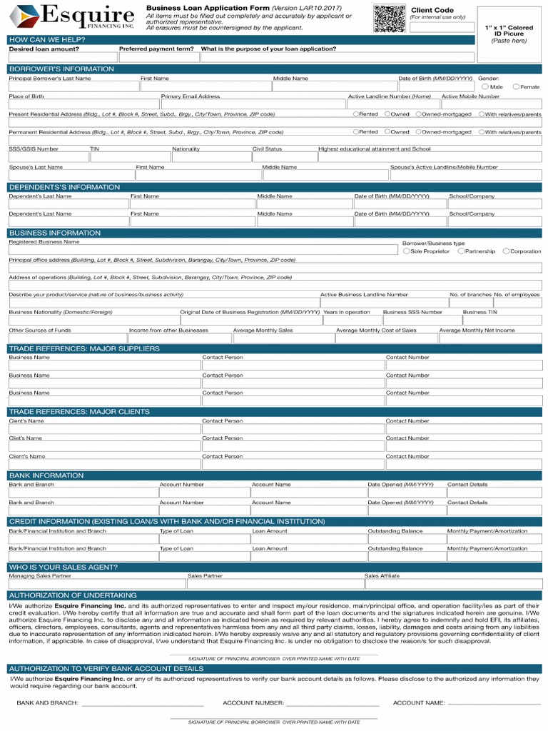 EFI Loan Application Form PDF | PDF